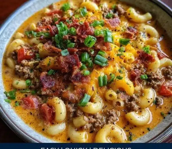 Mac & Cheese Burger Soup