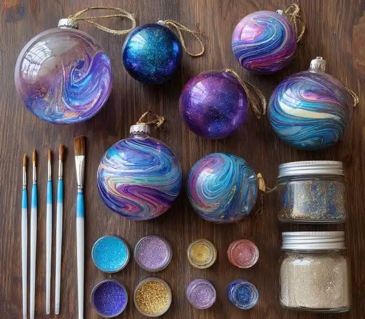 DIY Cosmic Swirl Glass Ornaments – Create Magical Galaxy Christmas Decor