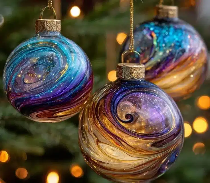 DIY Cosmic Swirl Glass Ornaments – Easy Galaxy-Inspired Holiday Craft