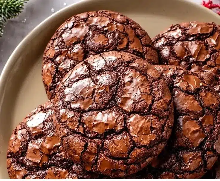 Homemade Flourless Chocolate Fudge Crinkle Cookies - Flirty Food